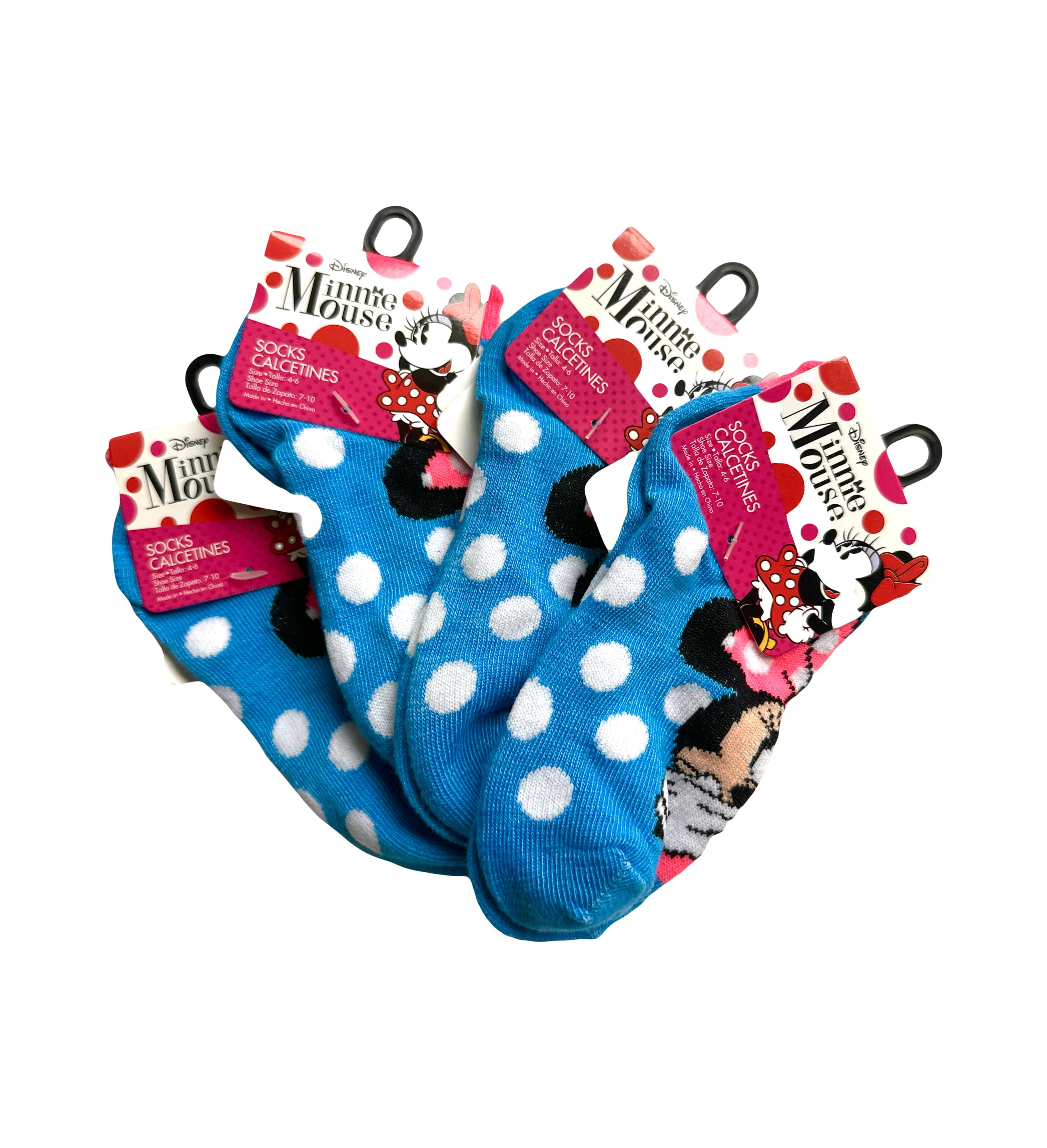 4 Pairs Blue Disney Minnie Mouse Socks (Size 4-6) - Walmart.com
