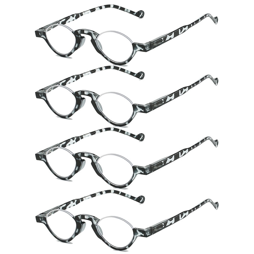4 Pairs of Blue Light Blocking Half Rimless Black Tortoiseshell Reading ...