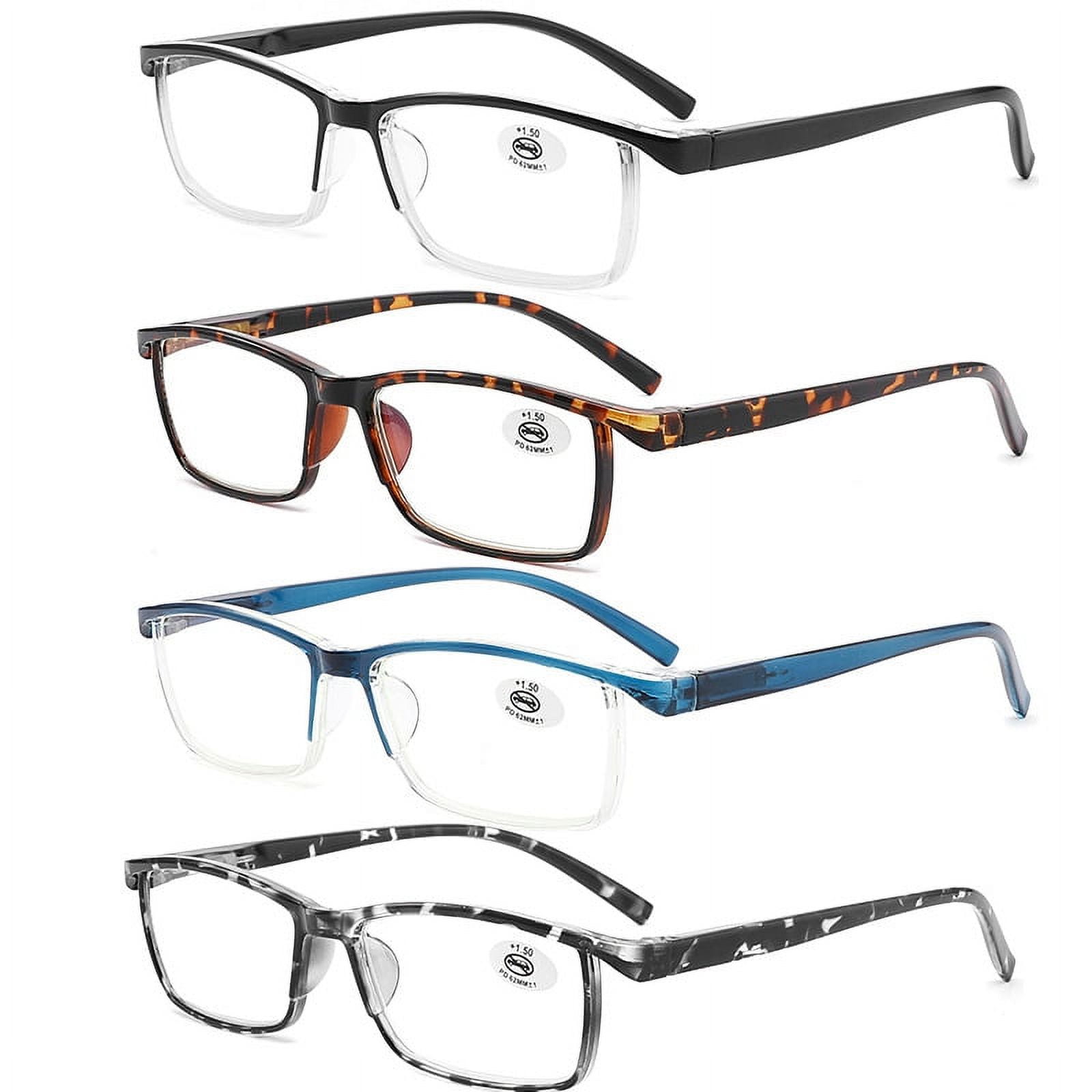 4 Pairs Blue Light Blocking Reading Glasses Rectangular Elderly Plastic ...