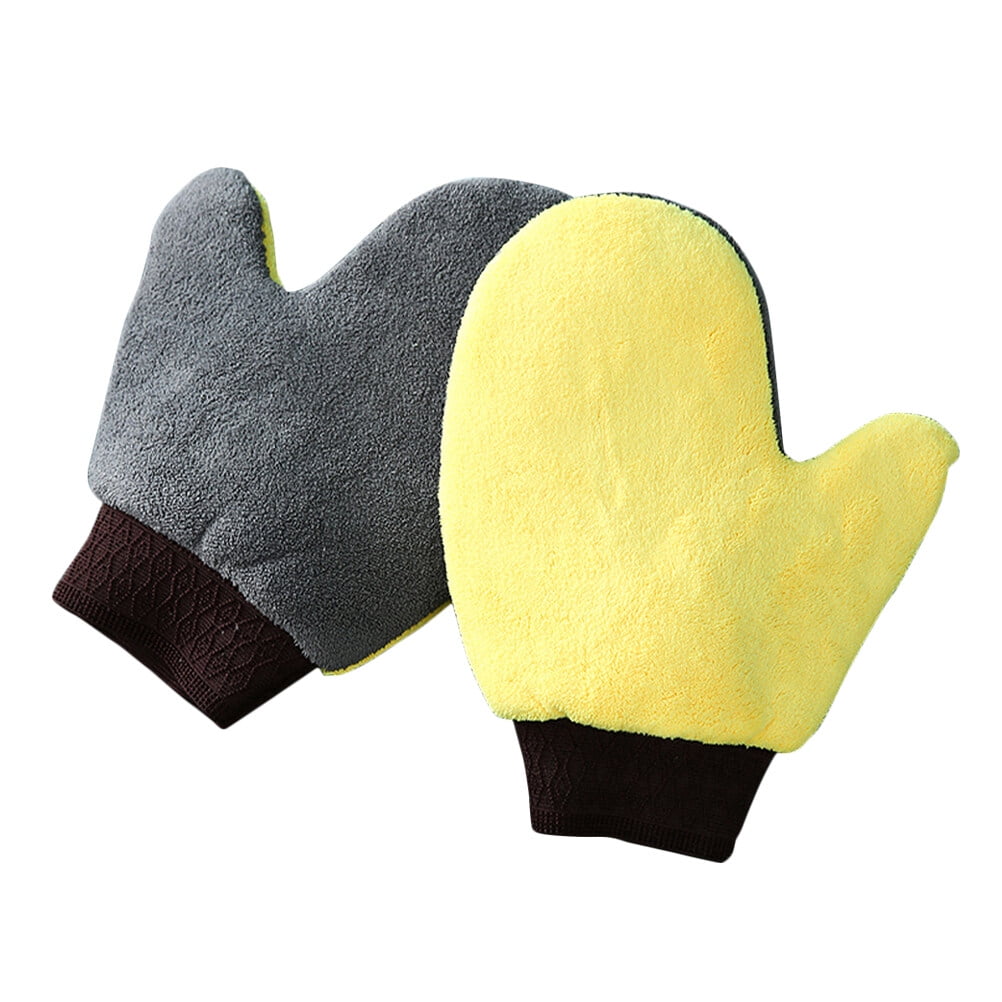 4 Pairs Car Wash Mitt Absorbent Coral Fleece Cleaning Sheepskin Wash ...