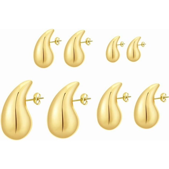 4 Pairs Chunky Hoop Earrings for Women Set,Stud Earrings Lightweight ...