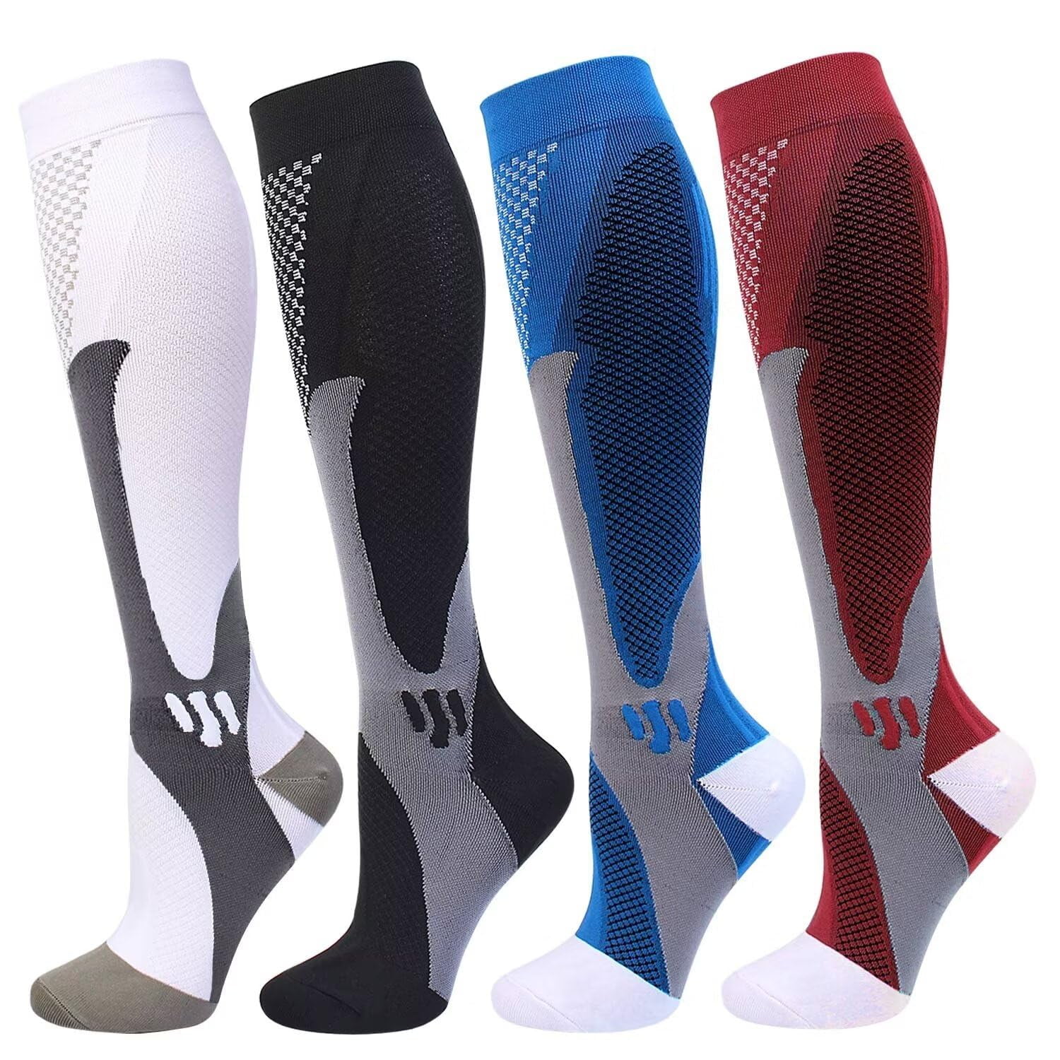 4 Pairs Compression Socks for Men and Women 20-30 mmHg Compression ...
