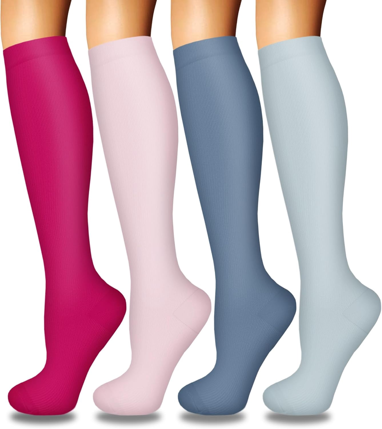 4 Pairs Compression Socks for Women Circulation-Best Support for Nurses ...