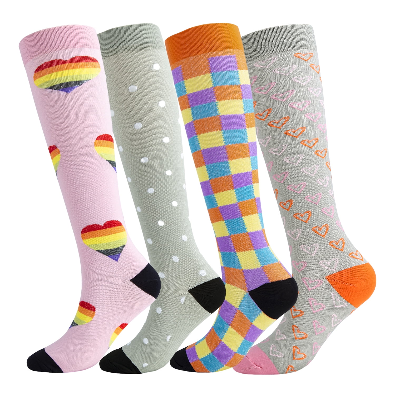 4 Pairs Compression Socks for Women & Men Circulation 15-20 mmHg ...