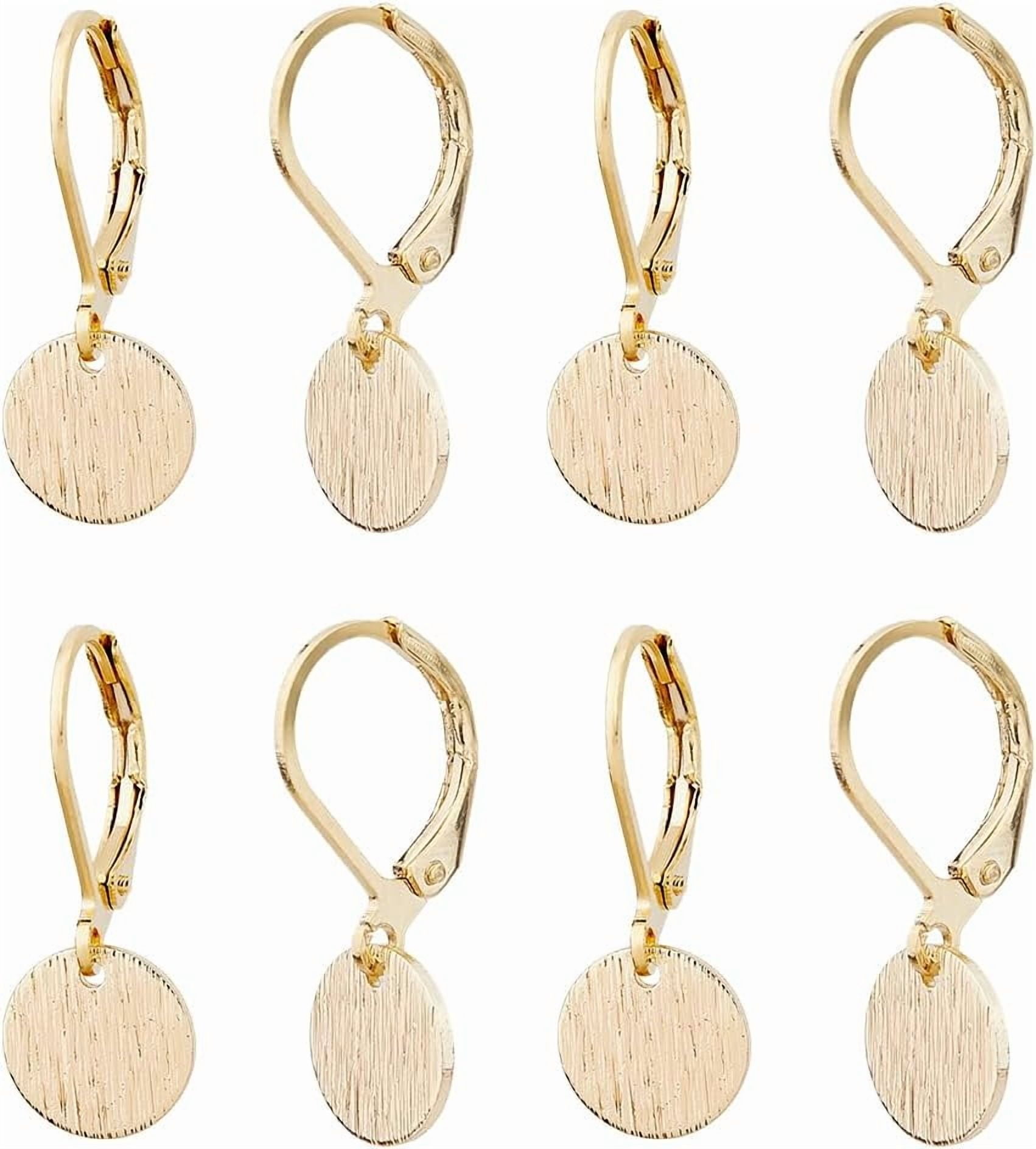 4 Pairs Disc Dangle Earrings 9mm Golden Circle Disc Coin Earring Brass ...
