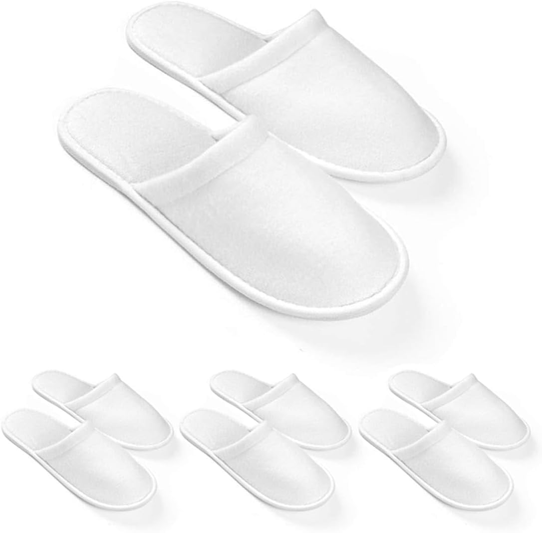 4 Pairs Disposable Slippers For Guests, Bulk White Slipper Pack For ...