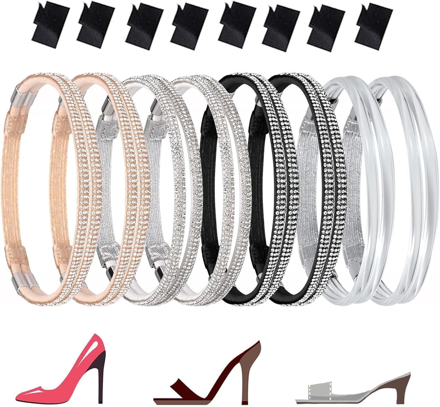 4 Pairs Elastic High Heels Shoe Straps Elastic Holding Heels Ankle Belt ...