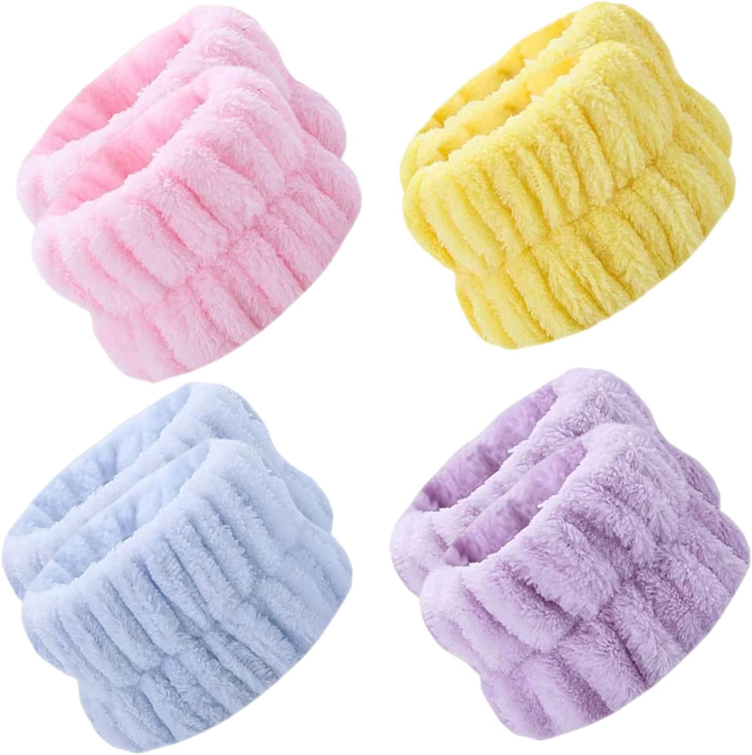 4 Pairs Water Stopper Wrist Bands: Face Washing Scrunchies, Spa Sweat ...