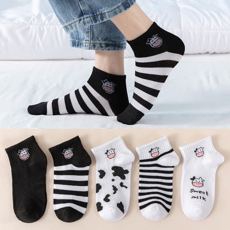 4 Pairs Fashion Socks Women 2024 New Spring Cotton Color Girls Cute ...