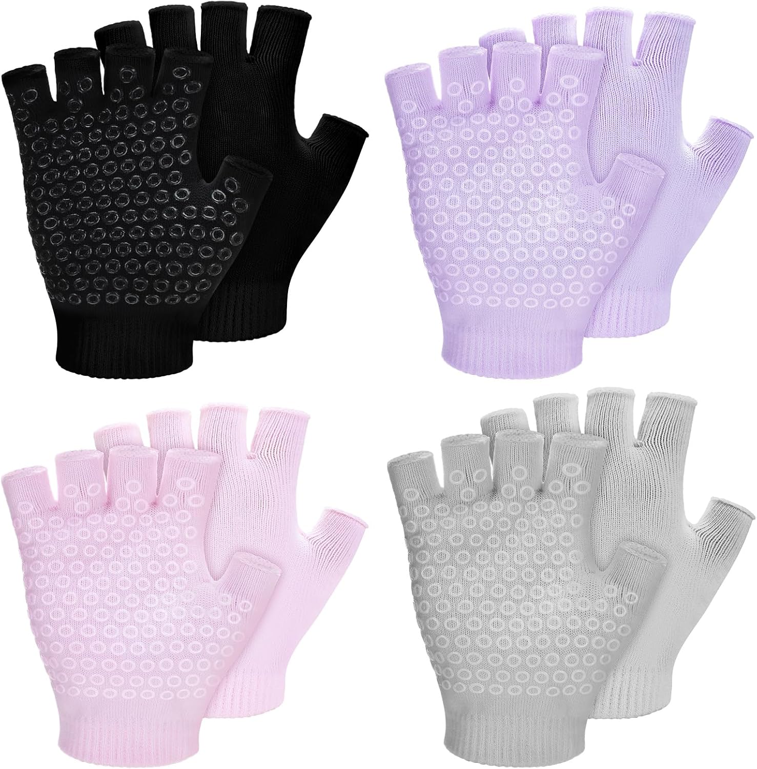 4 Pairs Fingerless Yoga Gloves with Grips for Women Silicone Dots ...