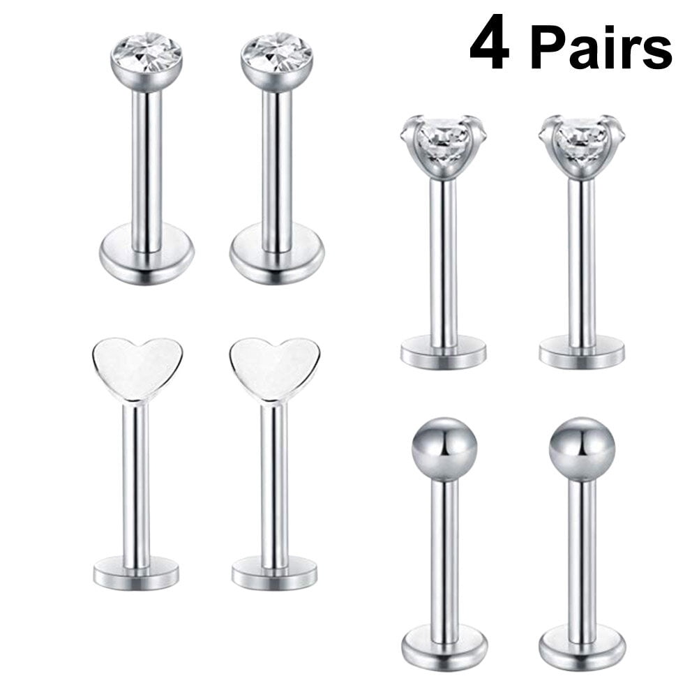 4 Pairs Forward Helix Earring Tragus Cartilage Earring Stud Barbell ...