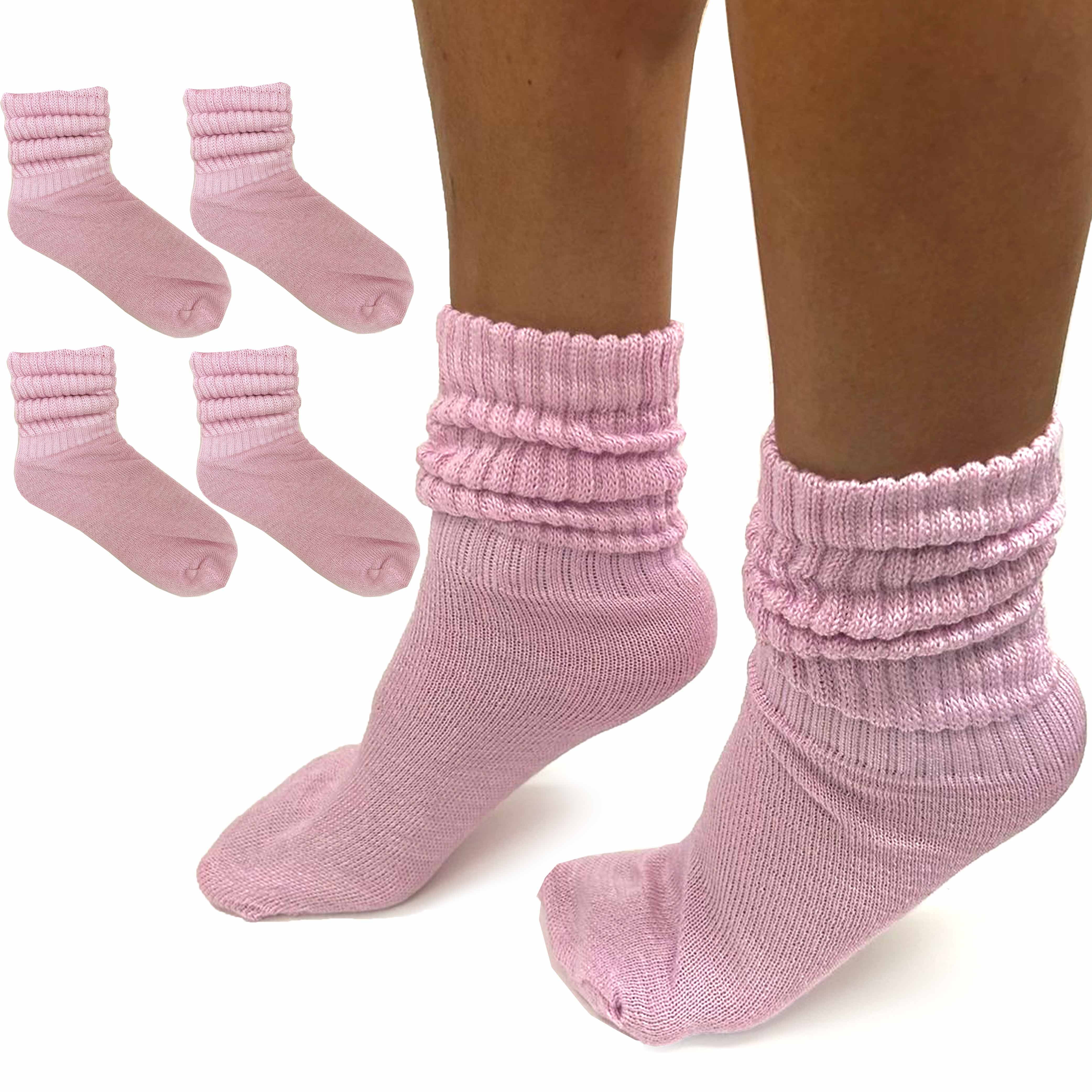 4 Pairs Girls Cotton Slouch Socks Plush Soft Thick Knit Scrunch Junior ...
