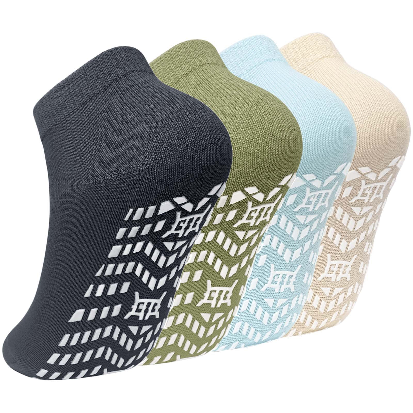 4 Pairs Grip Pilates Socks for Women, AMITOFO Non-slip Yoga Athletic ...
