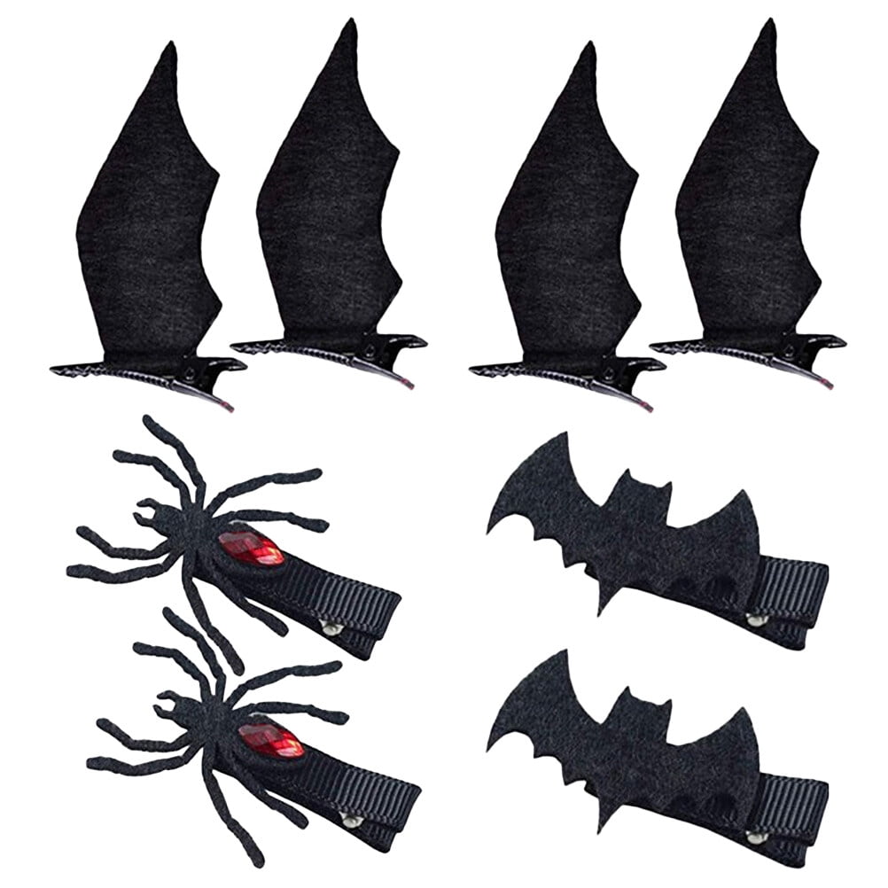 4 Pairs Halloween Cartoon Hair Clips Horror Hair Clip Bat Spider Devil ...