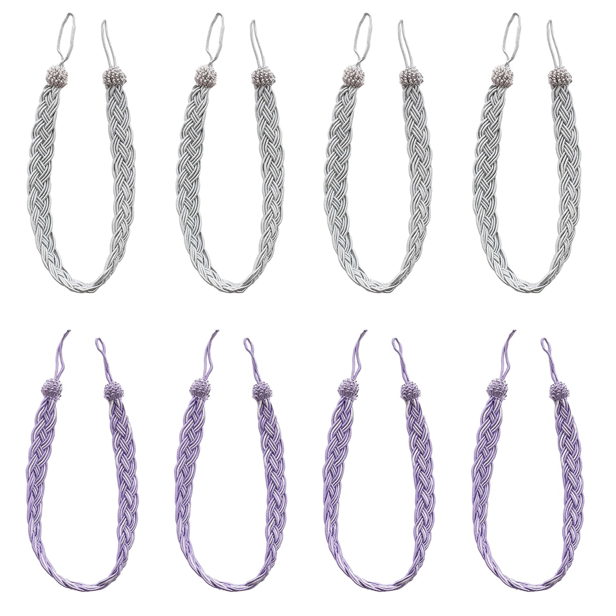 4 Pairs Hand Braided Curtain Tie Back, Buckle Holdback Drapery Curtain ...