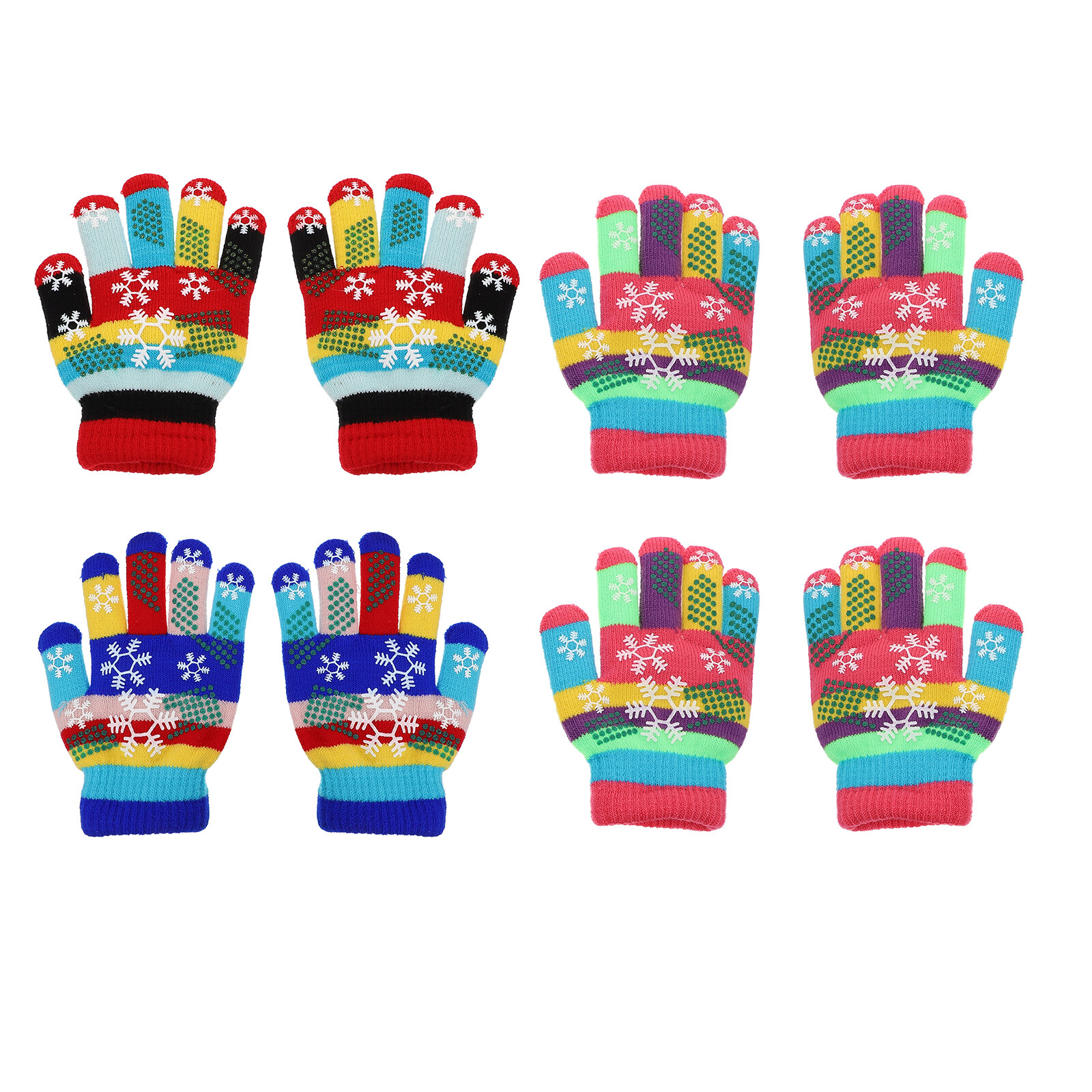 4 Pairs Insulated Kids Gloves Creative Simple Gloves Winter Cold-proof ...