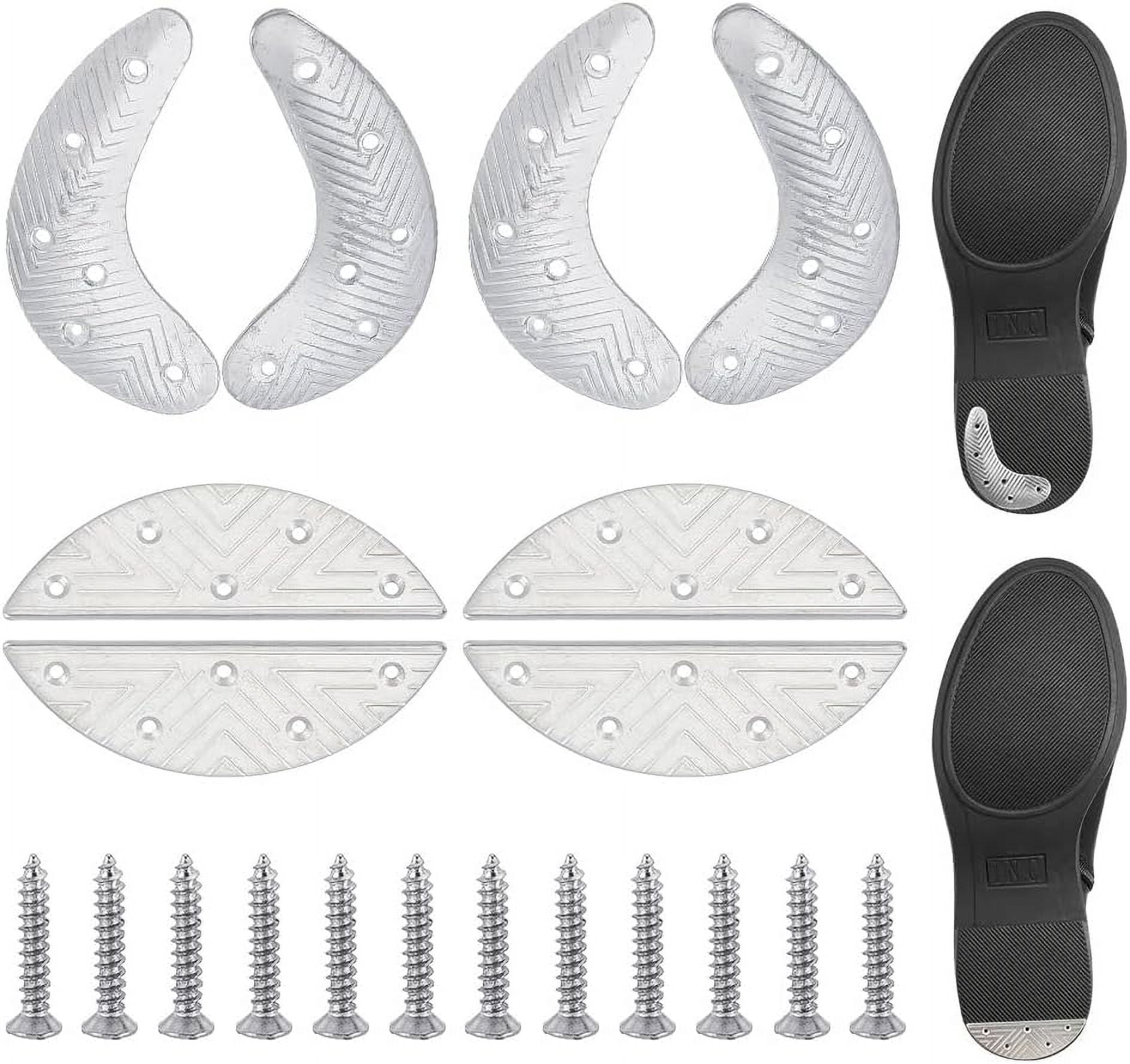 4 Pairs Iron Heel Plates 2 Styles Heel Replacement Plates with Screw ...