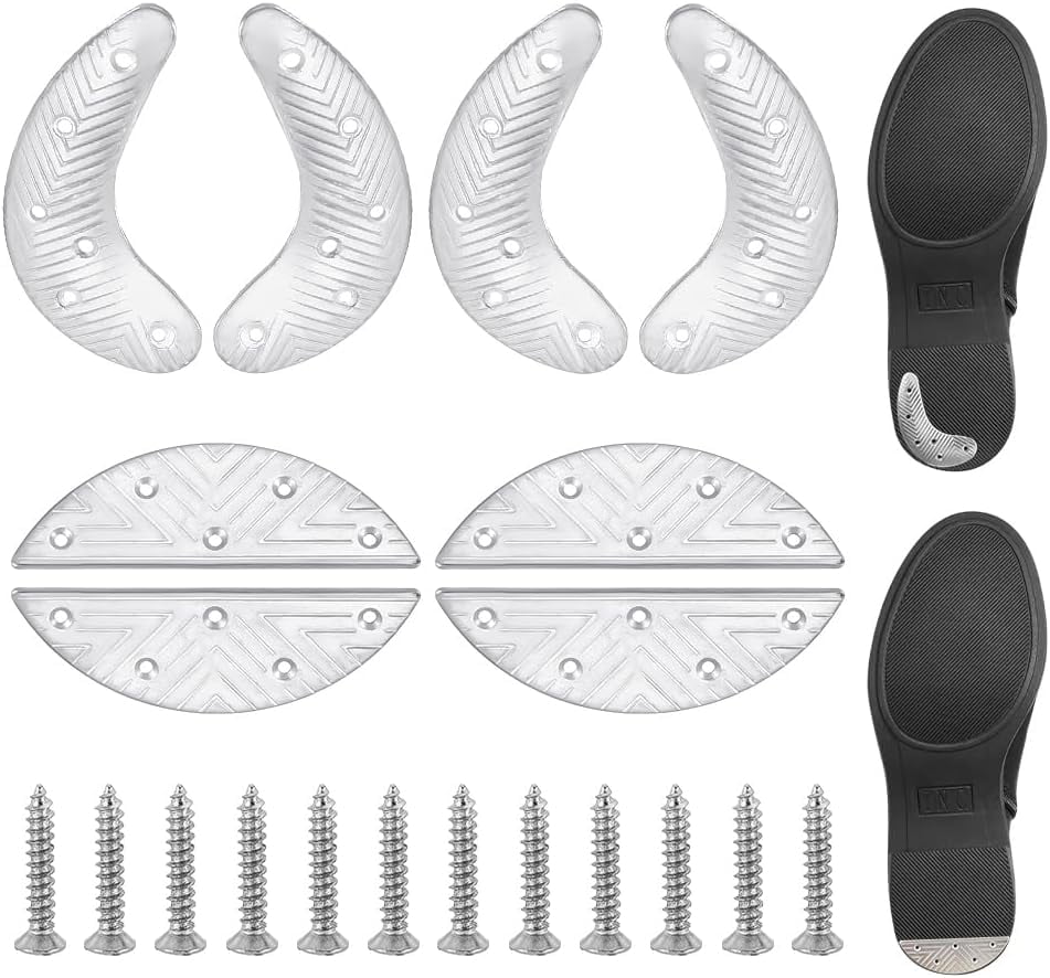 4 Pairs Iron Heel Plates 2 Styles Heel Replacement Plates with Screw ...