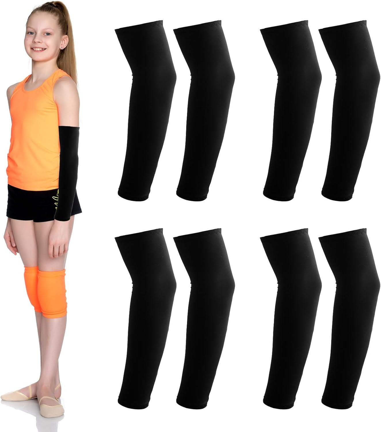 4 Pairs Kids Sun Blocking Arm Sleeves, Protection Cooling Basketball ...