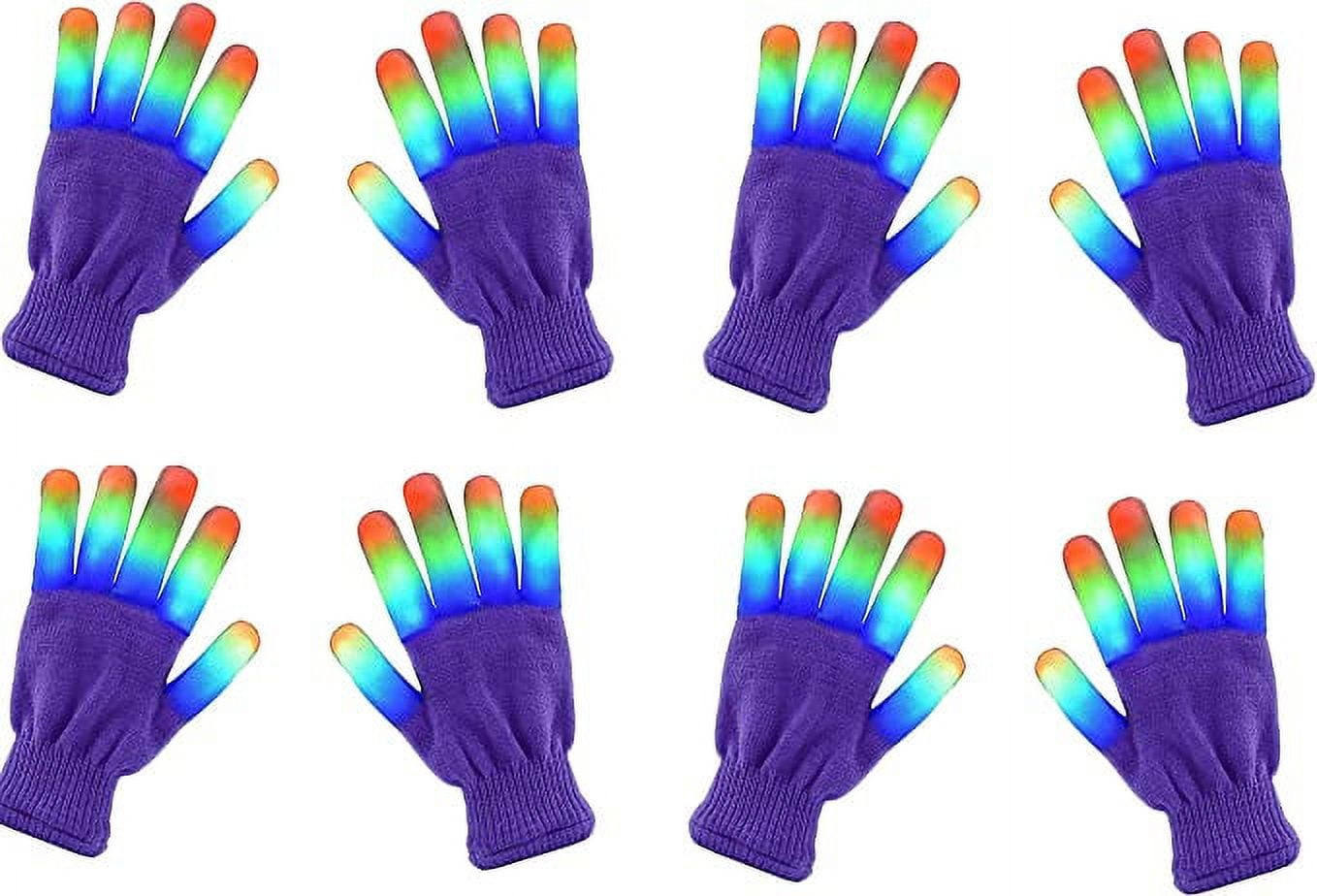 4 Pairs LED Gloves, Finger Light Up Gloves Flashing Rave Gloves with 6 ...
