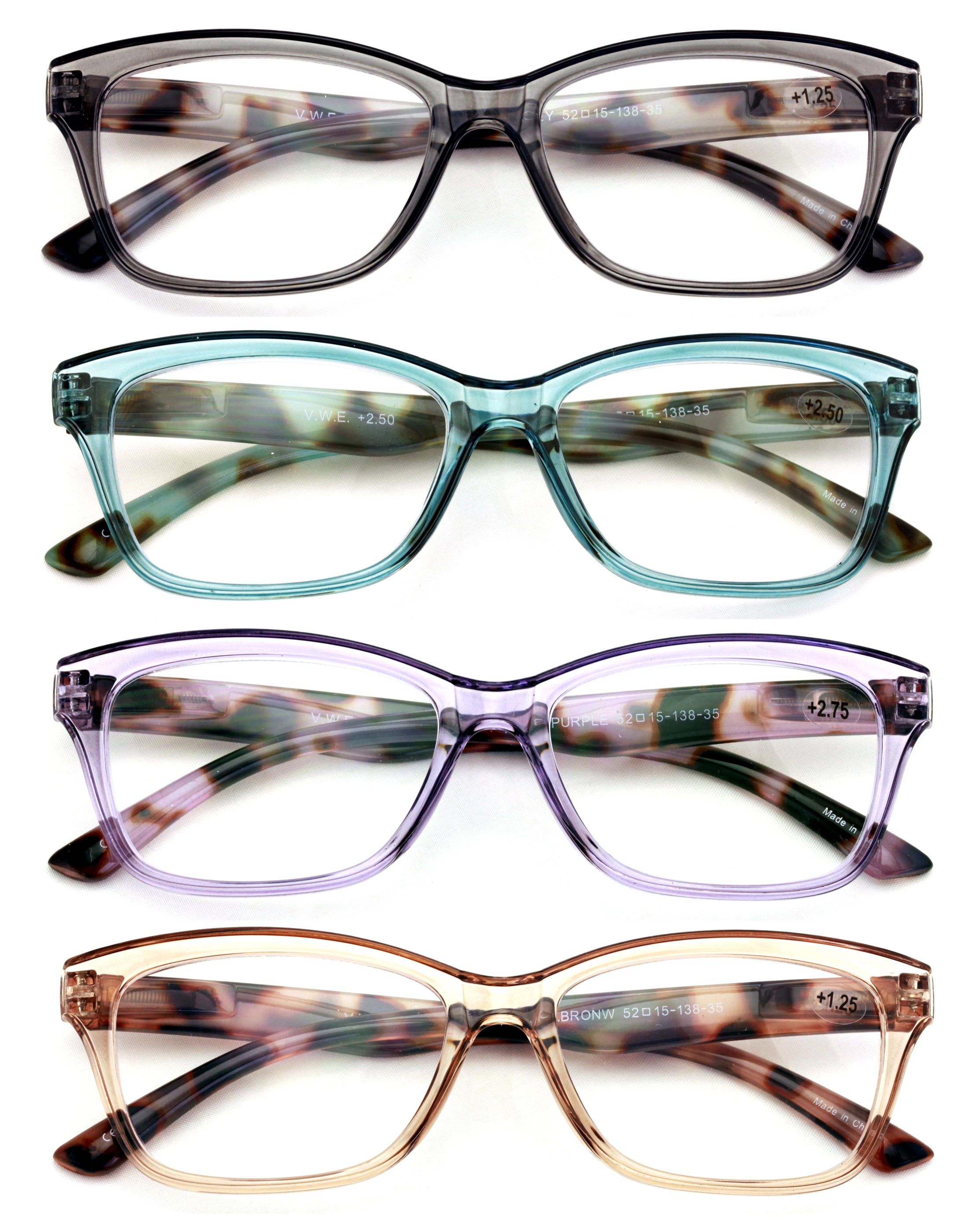 V.W.E Lightweight Women Translucent Leopard Print Reading Glasses ...