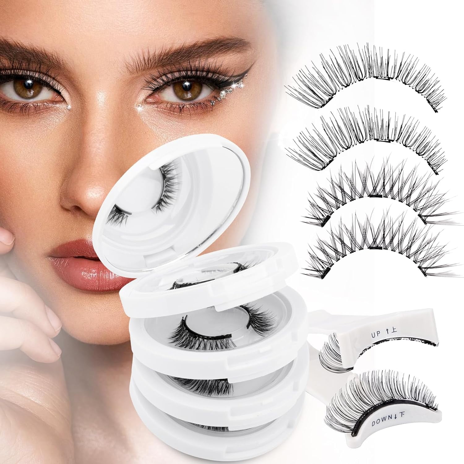4 Pairs Magnetic Eyelashes without Eyeliner, Reusable Waterproof ...