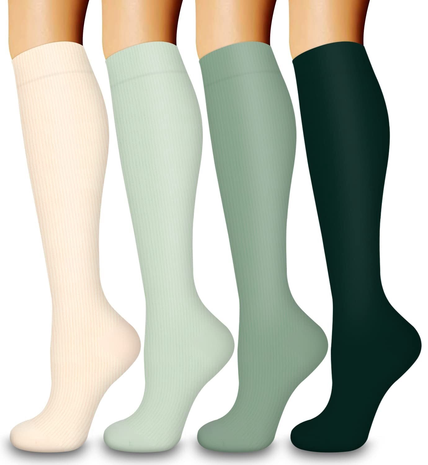 4 Pairs Medical Sport Compression Socks for Women & Men - 15-20mmhg ...