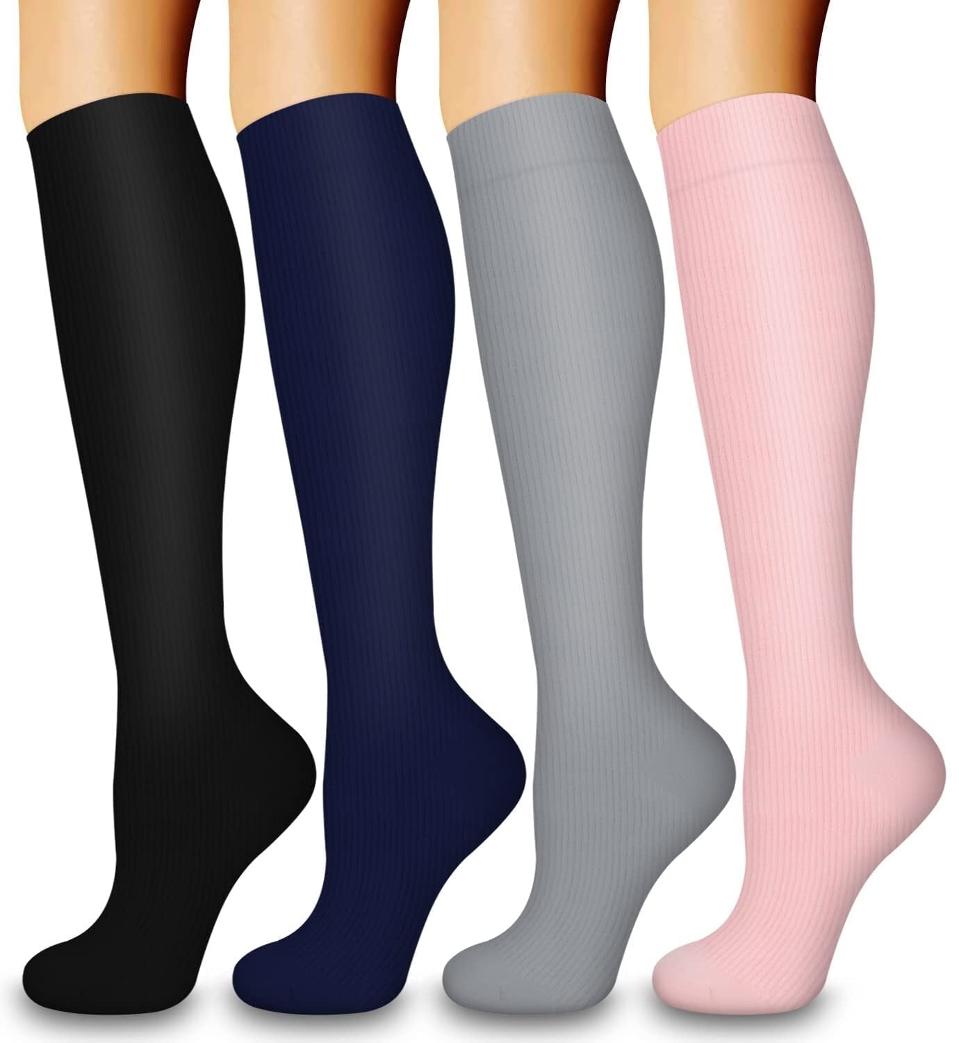 4 Pairs Medical Sport Compression Socks for Women & Men - 15-20mmhg ...
