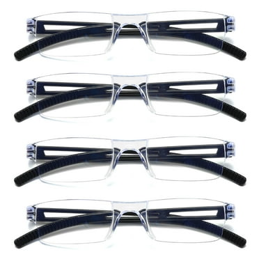 EYE ZOOM 2 Pack Compact Metal Rimless Reading Glasses with Light Slim ...