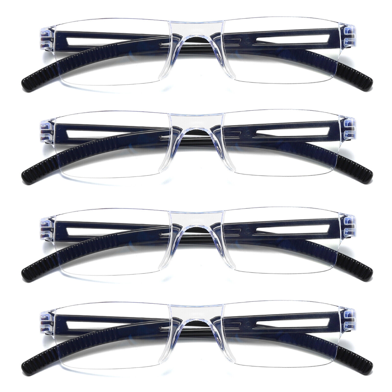 4 Pairs Men Women Rimless Reading Glasses Blue Light Blocking Unisex ...