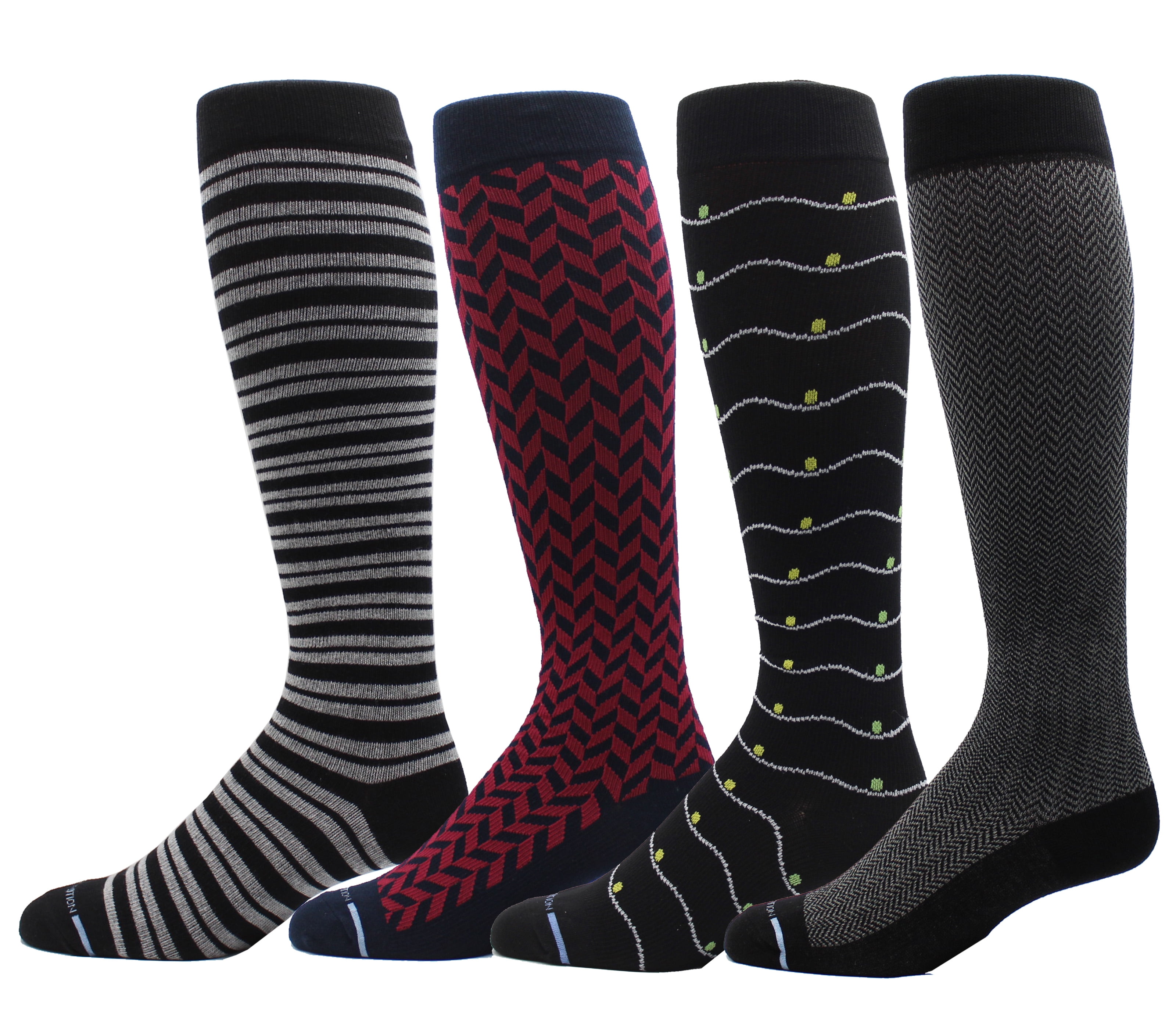 4 Pairs Men's Dr. Motion Athletic Traveler Graduated Compression Knee ...