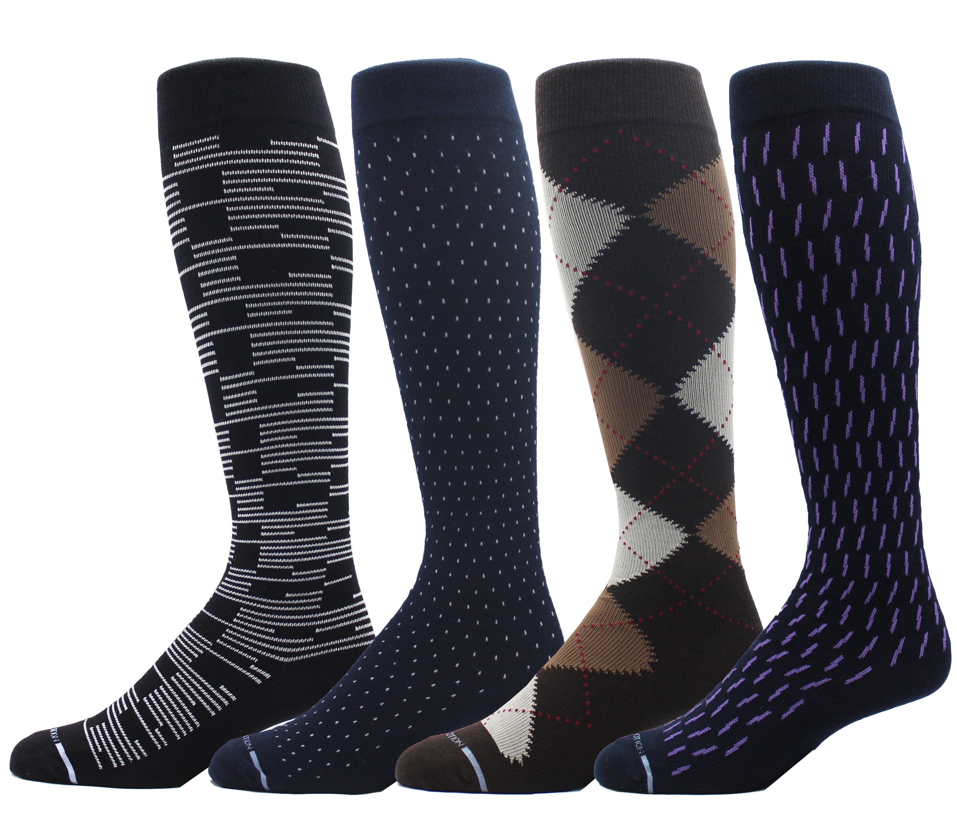 4 Pairs Men's Dr. Motion Athletic Traveler Graduated Compression Knee ...