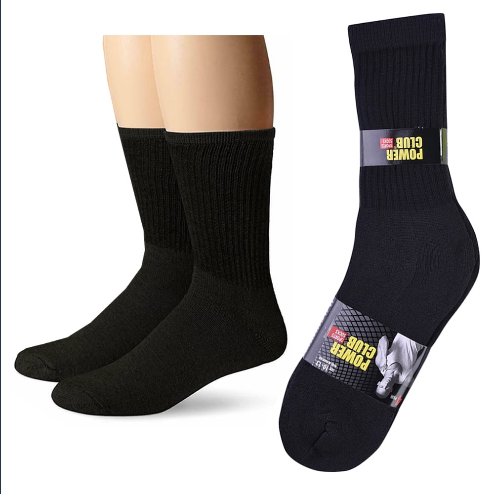 4 Pairs Mens Black Cushioned Socks Sport Athletic Calf Plain Work ...