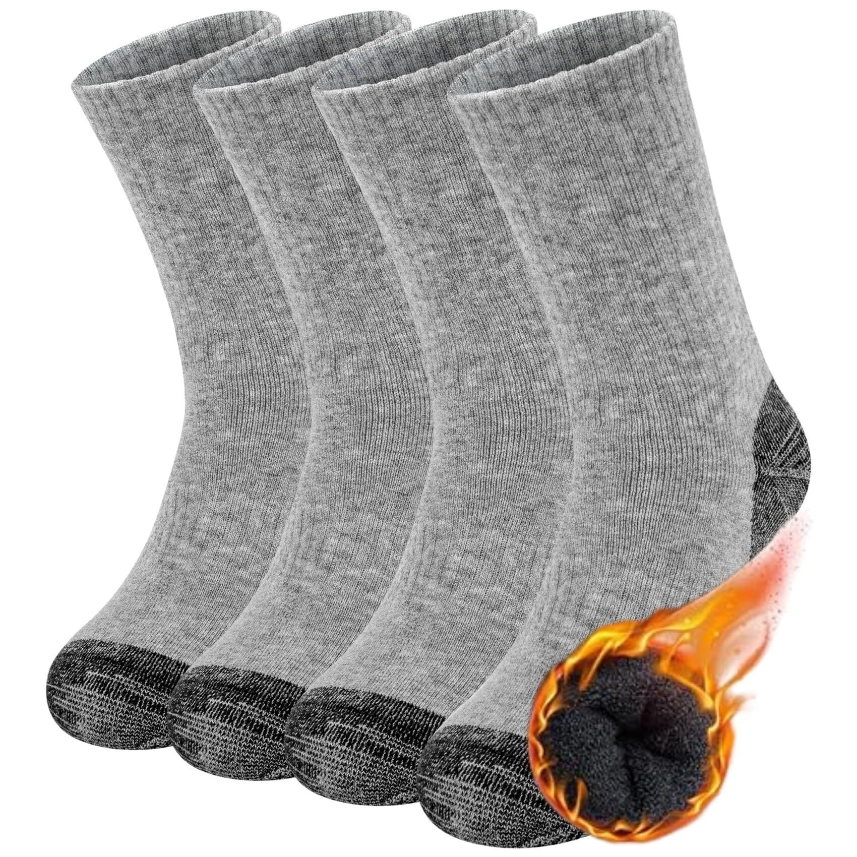 4 Pairs Mens Merino Wool Socks, Breathable Hiking Outdoor Warm Winter ...