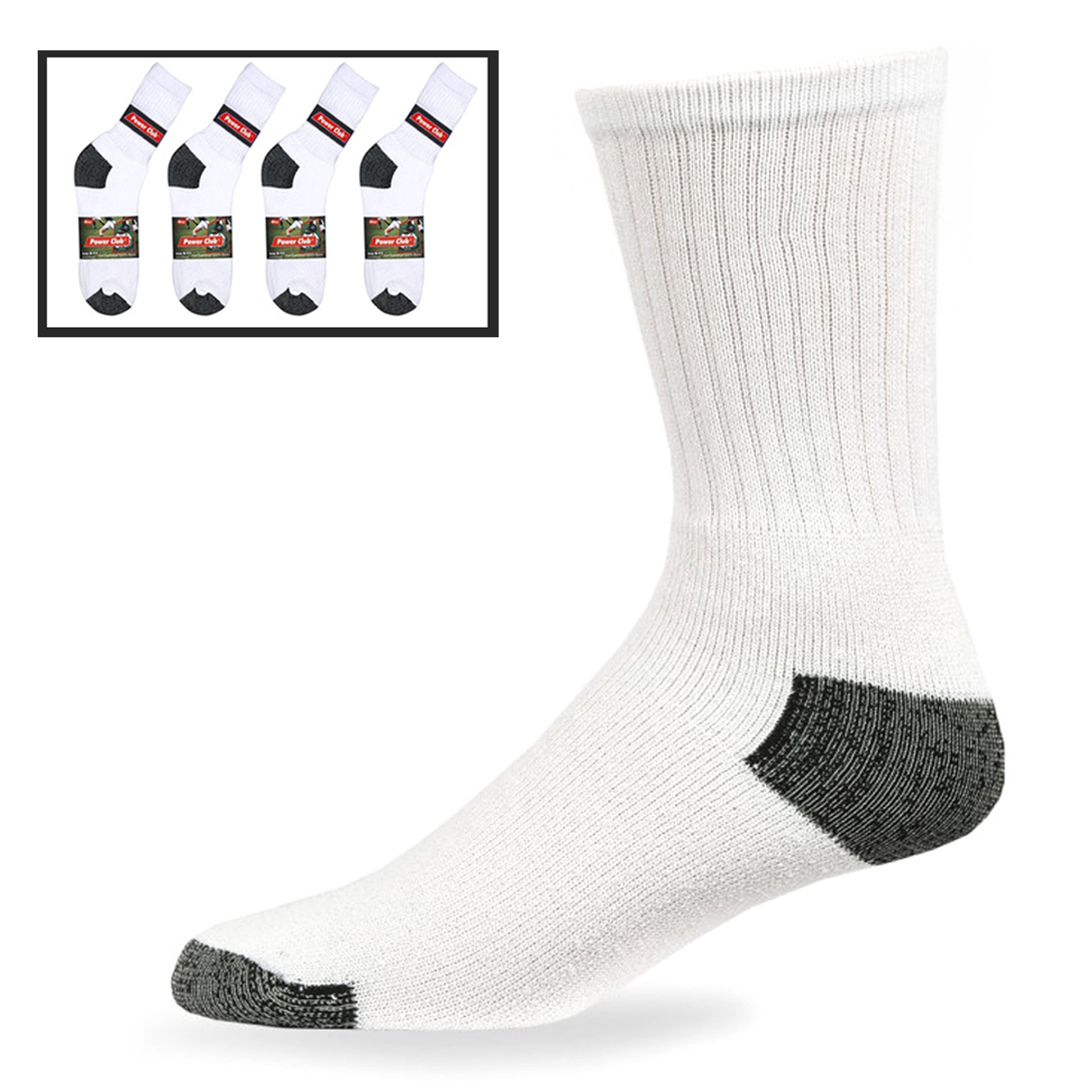 4 Pairs Mens White Sports Crew Socks Cotton Calf Athletic Cushioned ...