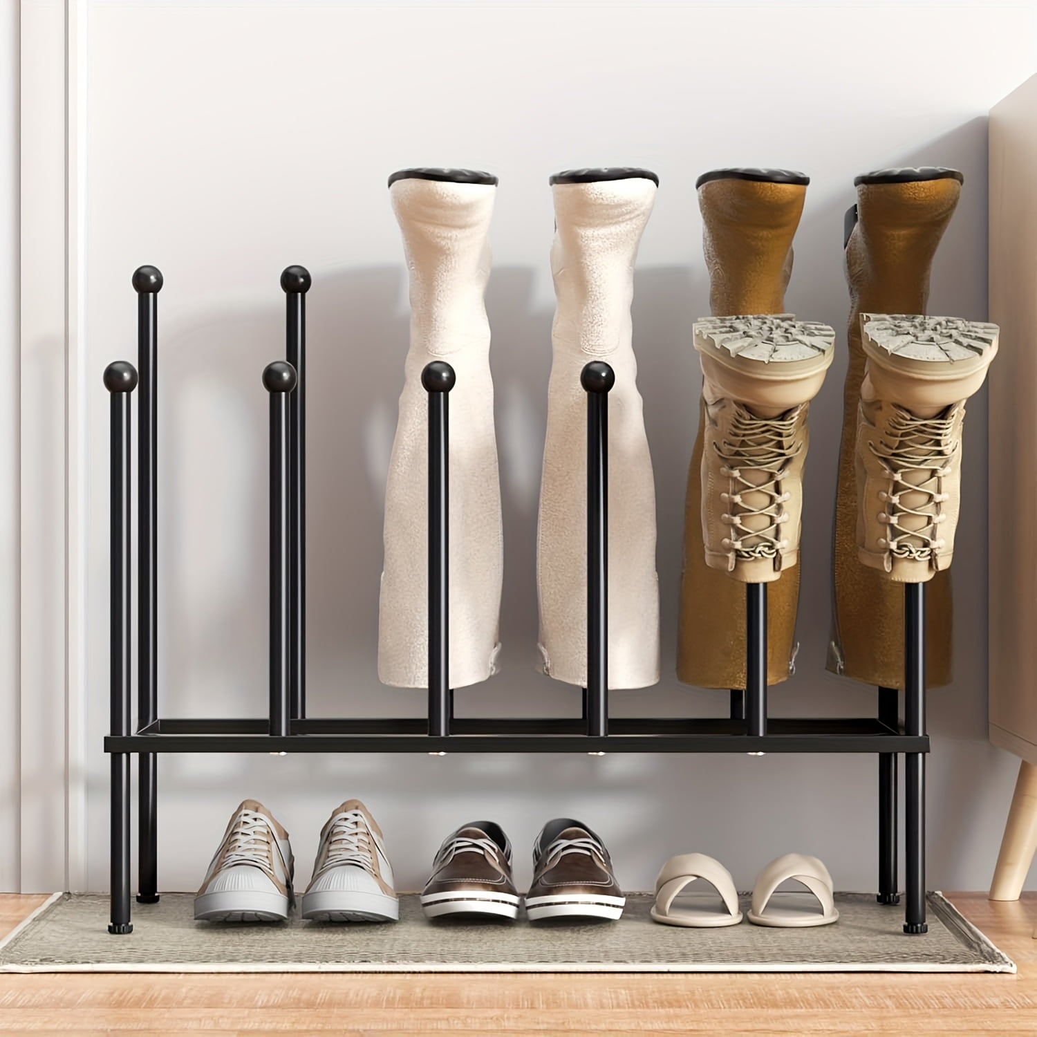[4 Pairs Metal Boot Rack] 4 Pairs BriGen Tech Black Metal Boot Rack ...