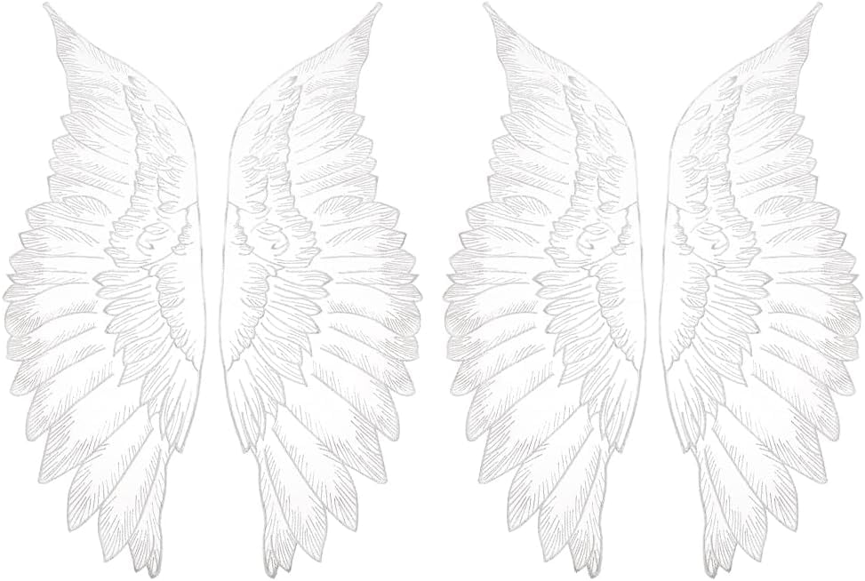 4 Pairs Mirror Pair Wing Organza Lace Applique Wings Patches Angel ...