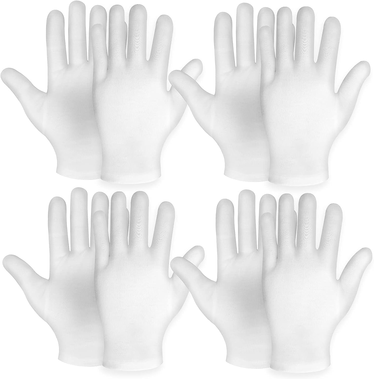 4 Pairs Moisturizing Gloves, White Cotton Gloves for Overnight Bedtime ...