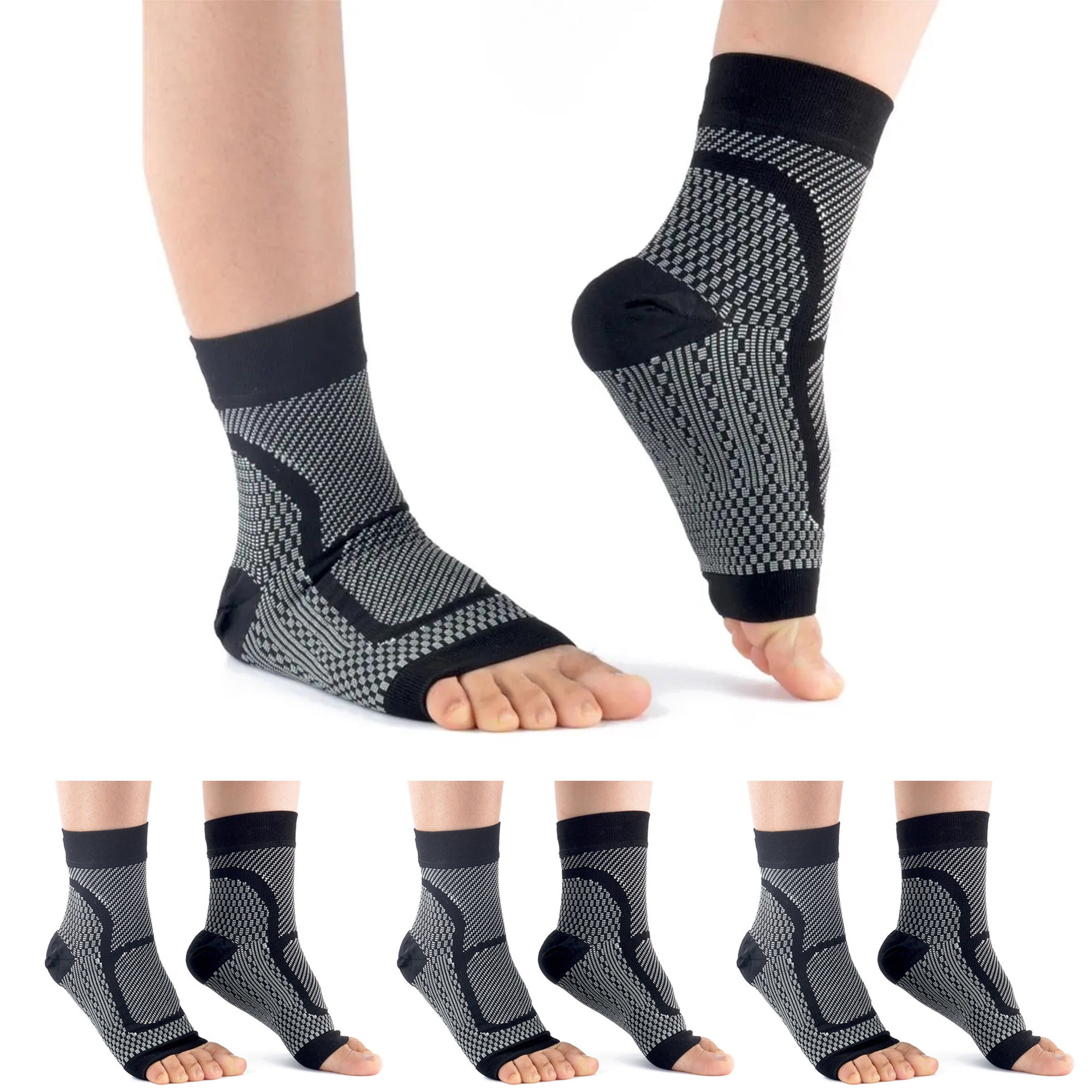 4 Pairs Neuropathy Compression Ankle Compression Socks Heel Sock Open ...