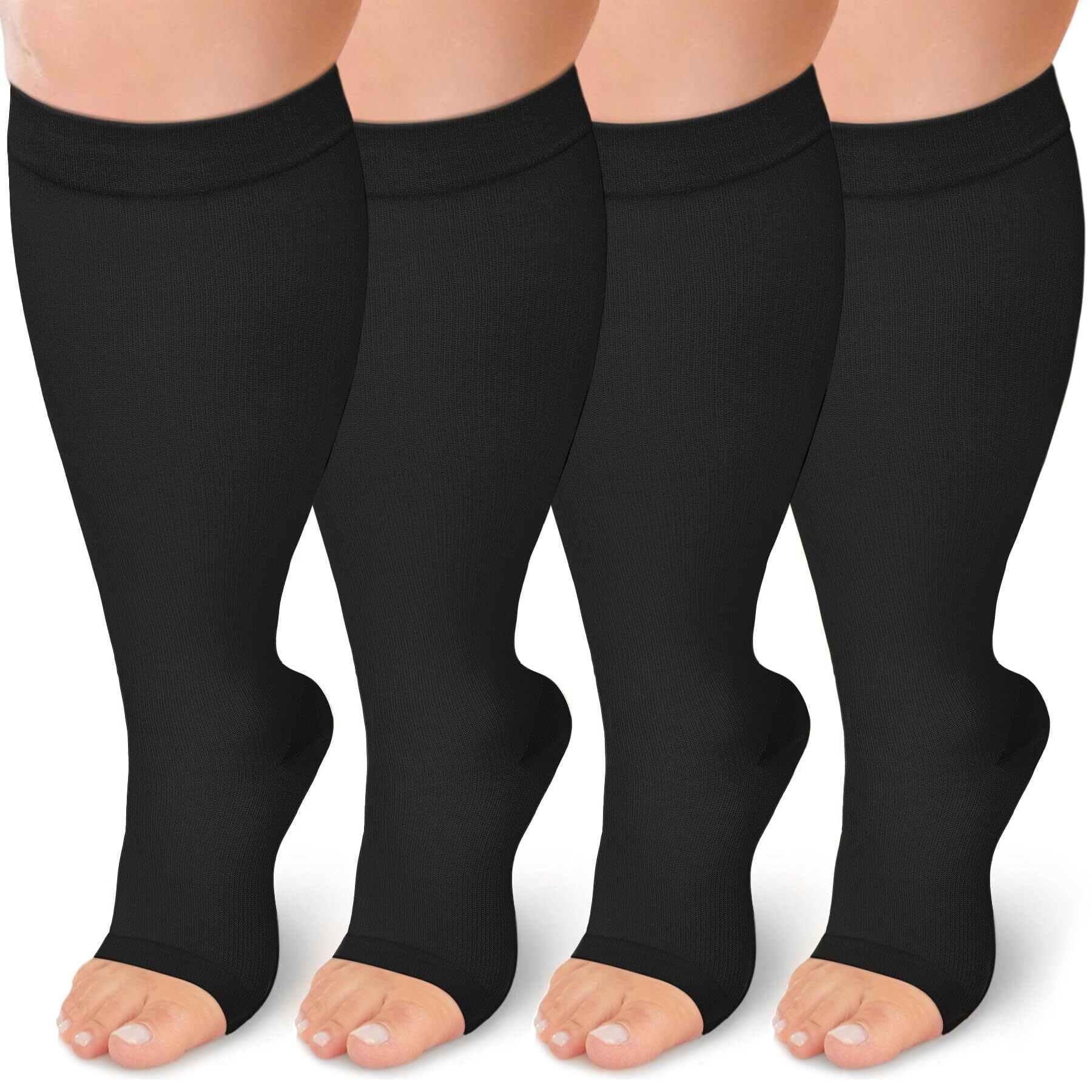 4 Pairs Open Toe Adjustable Ankle Brace Compression Sleeves with Arch ...