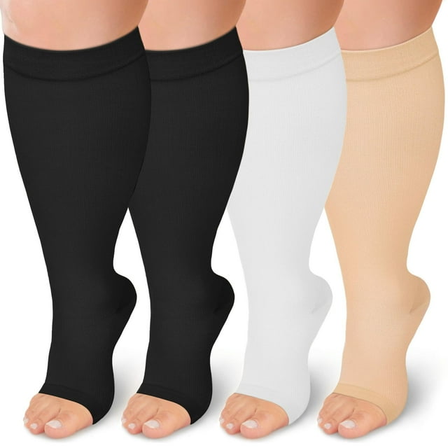 4 Pairs Open Toe Adjustable Ankle Brace Compression Sleeves with Arch ...