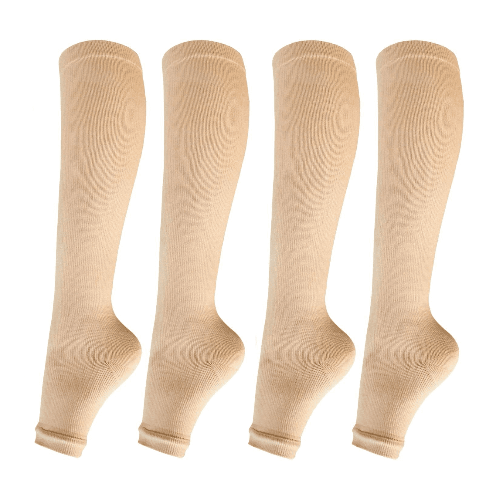 4 Pairs Open Toe Compression Socks for Men & Women 15-20 mmhg Graduated ...