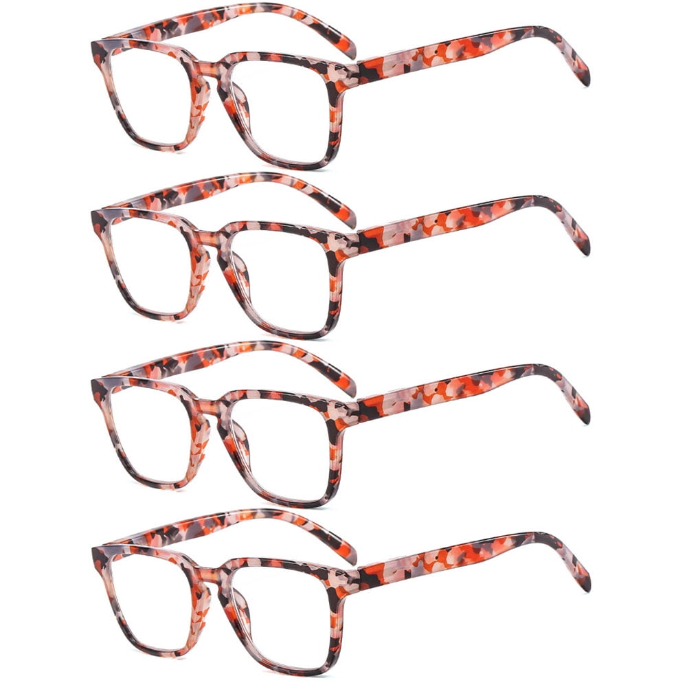 4 Pairs of Personalized Red Floral Square Oversized Black Reading ...