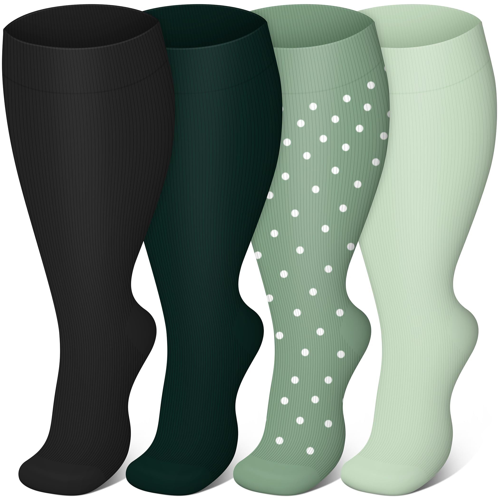 4 Pairs Plus Size Compression Socks for Men & Women 15-20 mmhg ...