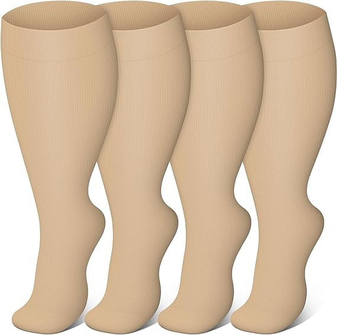 4 Pairs Plus Size Compression Socks for Men Women Knee Support Hose ...