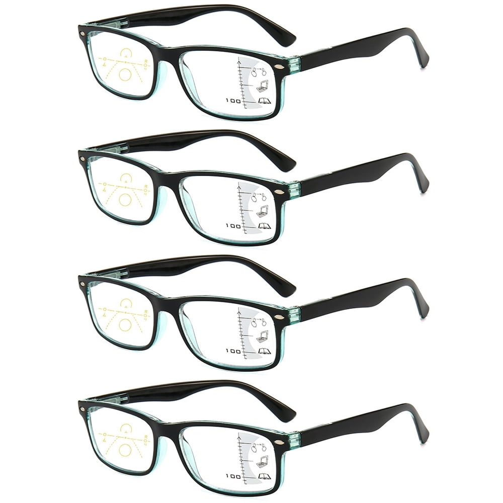 4 Pairs Progressive Multifocus Reading Glasses Blue Light Blocking ...