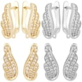 4 Pairs Rack Plating Brass Micro Pave Cubic Zirconia Hoop Earring ...