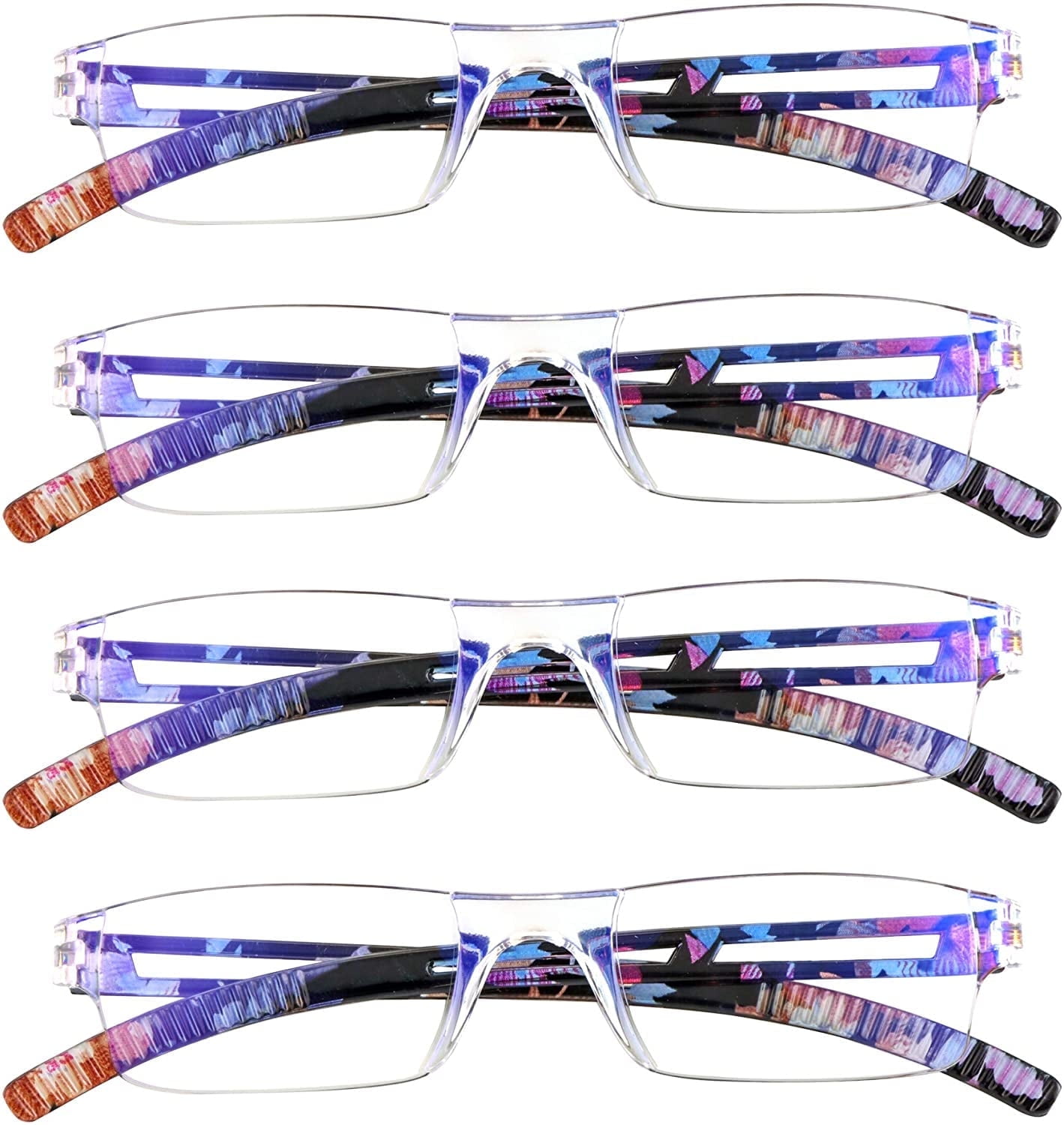 4 Pairs Reading Glasses, Blue Light Blocking Glasses, Computer Reading ...