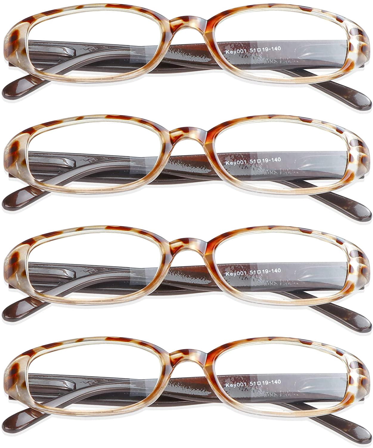 4 Pairs Reading Glasses with Spring Hinge, Blue Light Blocking Glasses ...