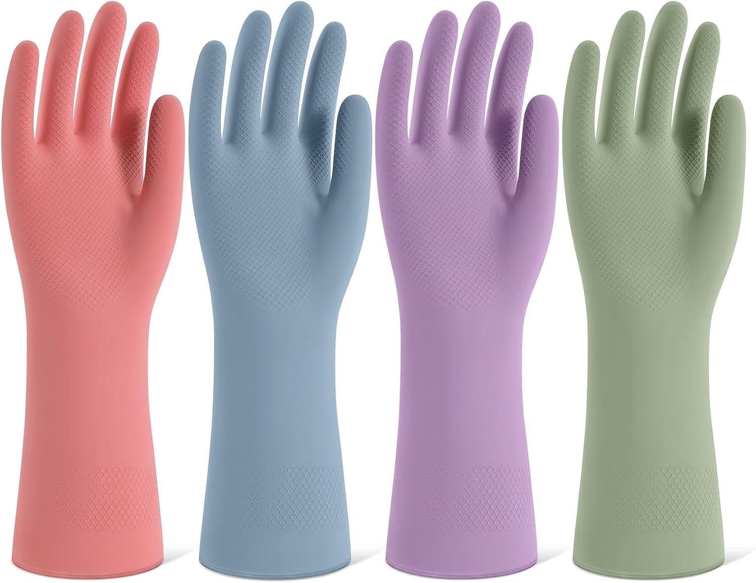 4 Pairs Rubber Kitchen Dishwashing Gloves - Colorful Reusable Household ...